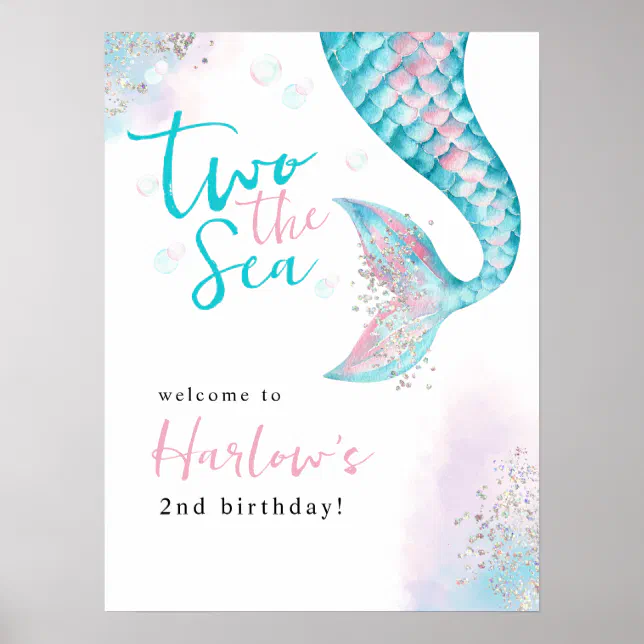 Two the Sea Mermaid Birthday Welcome Sign | Zazzle