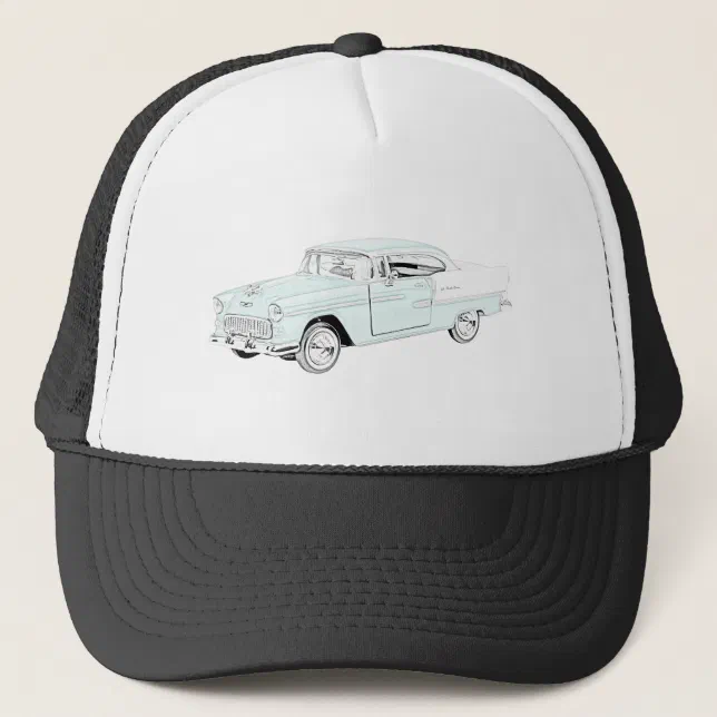 Two Tone 1955 Chevy Bel Air Pencil Style Drawing Trucker Hat | Zazzle