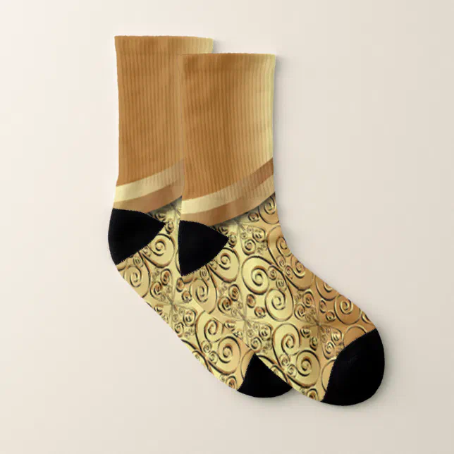 Two tone gold plated texture with a gold butterfly socks | Zazzle