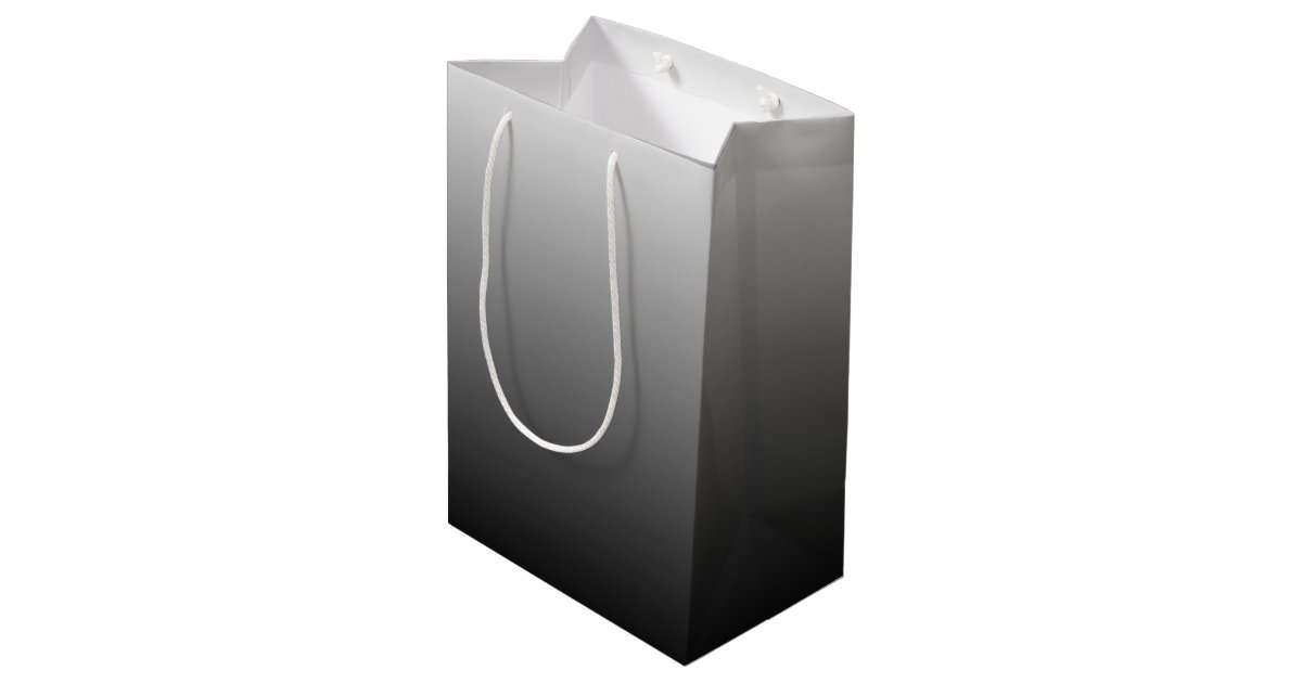 Two-tone gradient ombre black shades of grey medium gift bag | Zazzle