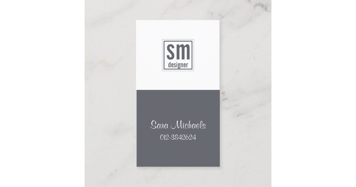 Two Tone Monogram Business Card | Zazzle
