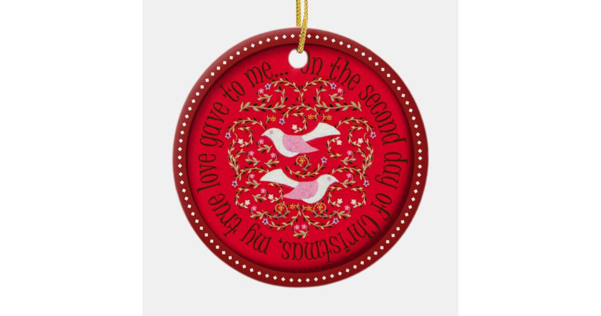 Two turtle doves ceramic ornament | Zazzle