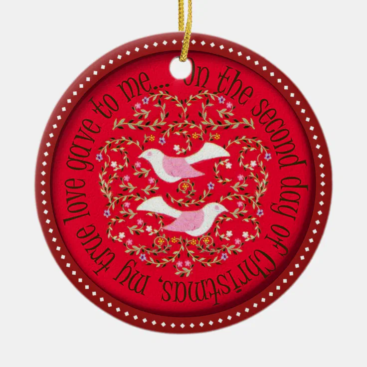 Two turtle doves ceramic ornament | Zazzle