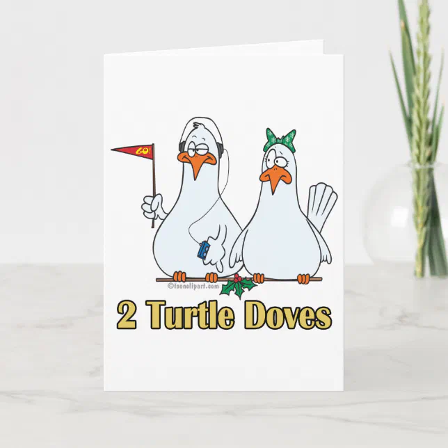 two turtle doves second 2nd day of christmas holiday card | Zazzle