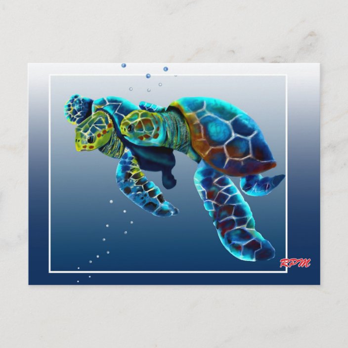 Two Turtles Postcard | Zazzle.com
