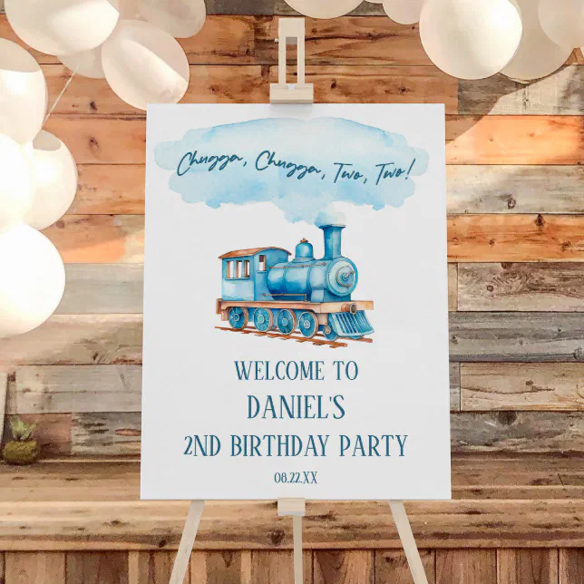 Two Two Train 2nd Birthday Party Welcome Sign | Zazzle