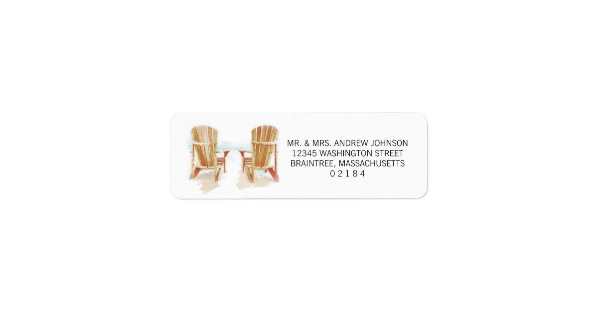 Two Watercolor Adirondack Beach Chairs Label | Zazzle