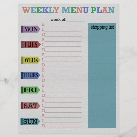 Two Week Menu Plan | Zazzle.com