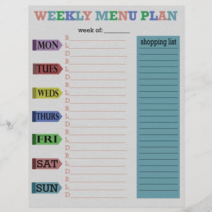 Two Week Menu Plan | Zazzle.com
