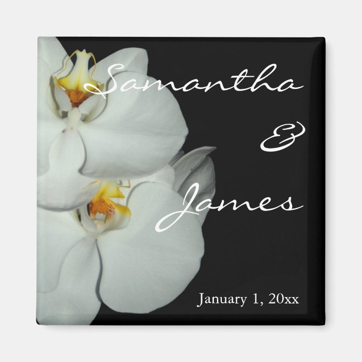 Two White Orchids Personal Wedding Magnet | Zazzle