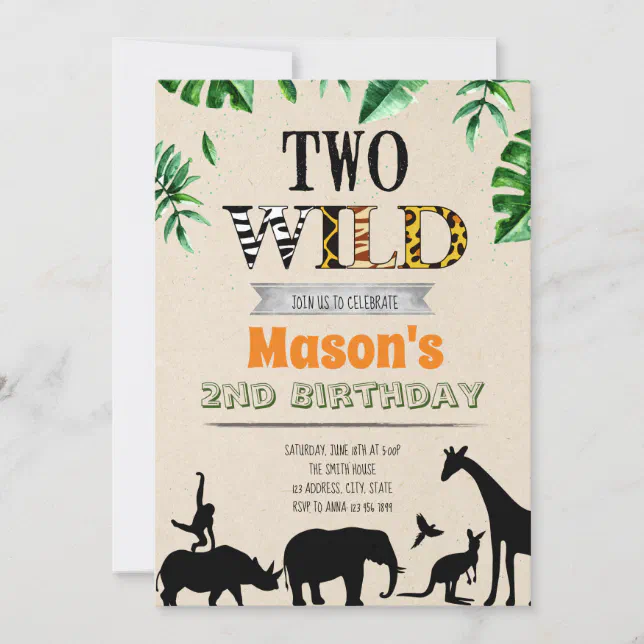 Two wild birthday party invitation | Zazzle