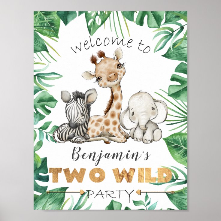 Two Wild Birthday Party Welcome Door Sign | Zazzle