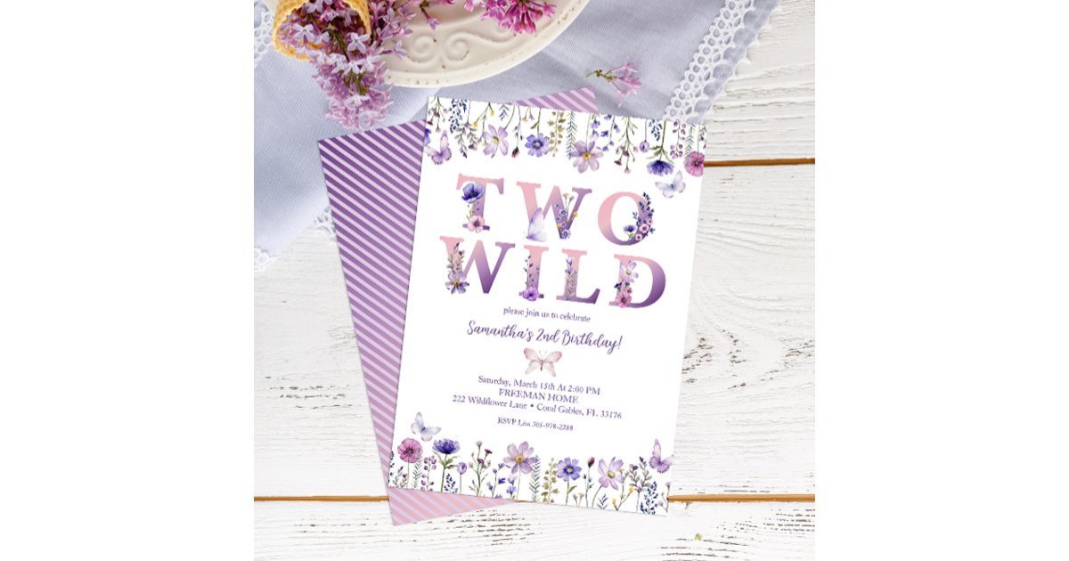 Two Wild Floral Second Birthday Invitation | Zazzle