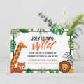 Two Wild Jungle Animal Safari Birthday Invitation | Zazzle
