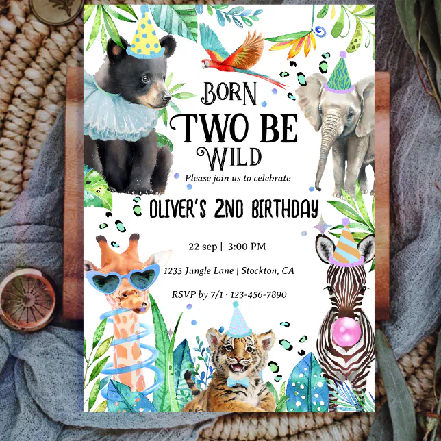 Two Wild Safari 2nd Birthday Invitation | Zazzle