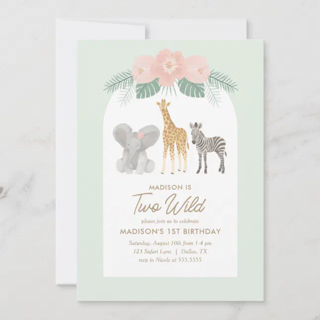 Two Wild Safari 2nd Birthday Party Invitation | Zazzle