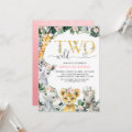 Two Wild Safari Jungle Animals 2rd Birthday Invita Invitation | Zazzle