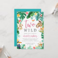 TWO WILD Tropical Jungle Animals 2nd Birthday Invitation | Zazzle