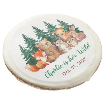 Two Wild Woodland 2nd Birthday Cute Forest Animals Sugar Cookie | Zazzle