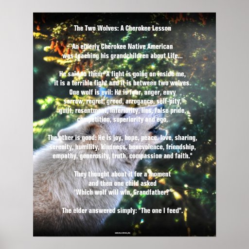 TWO WOLVES CHEROKEE TALE Art Poster | Zazzle