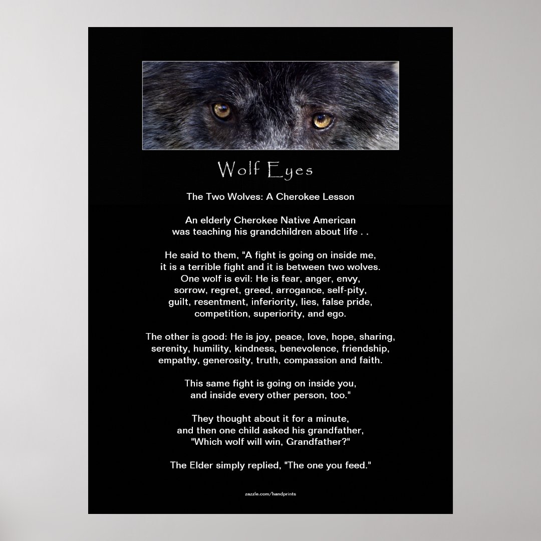TWO WOLVES CHEROKEE TALE Art Poster | Zazzle