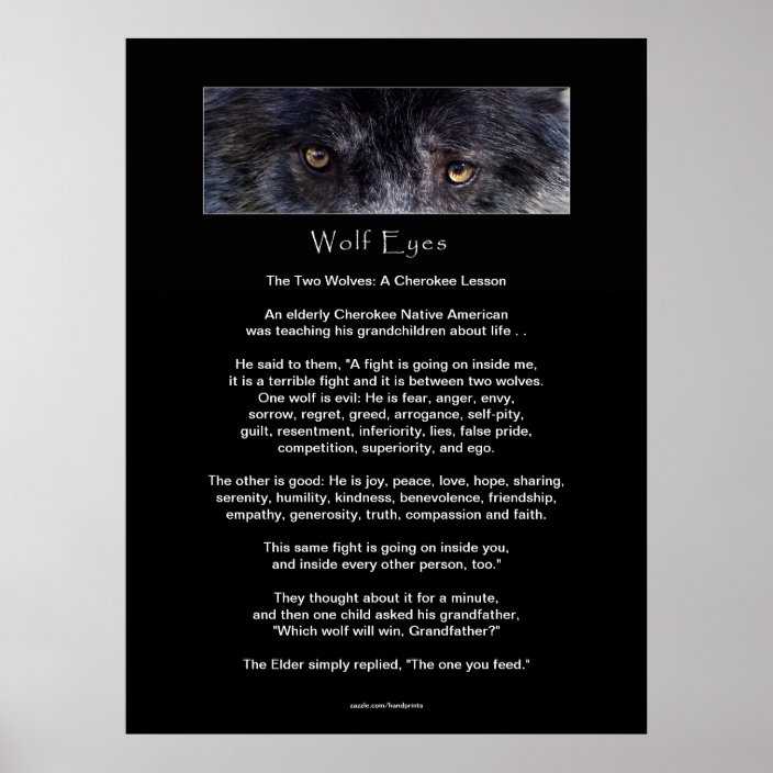 TWO WOLVES CHEROKEE TALE Art Poster | Zazzle.com