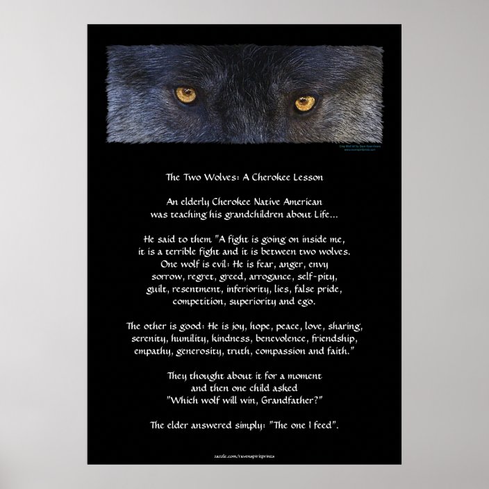 TWO WOLVES CHEROKEE TALE Art Poster | Zazzle.com
