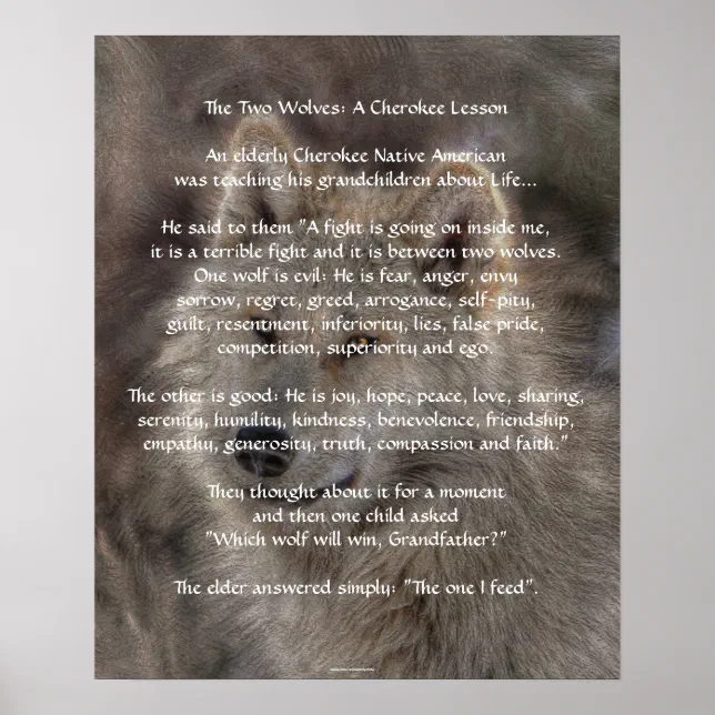 TWO WOLVES CHEROKEE TALE Art Poster | Zazzle
