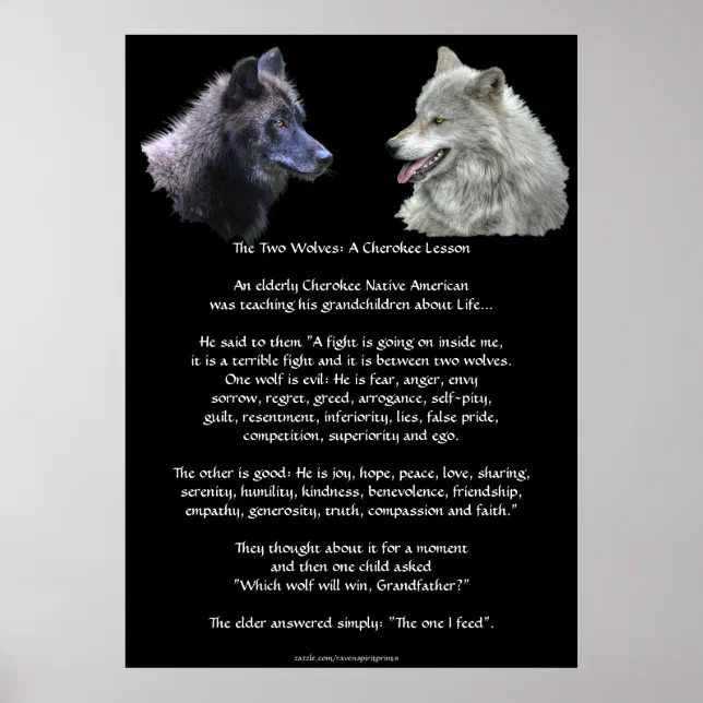 TWO WOLVES CHEROKEE TALE Art Poster | Zazzle
