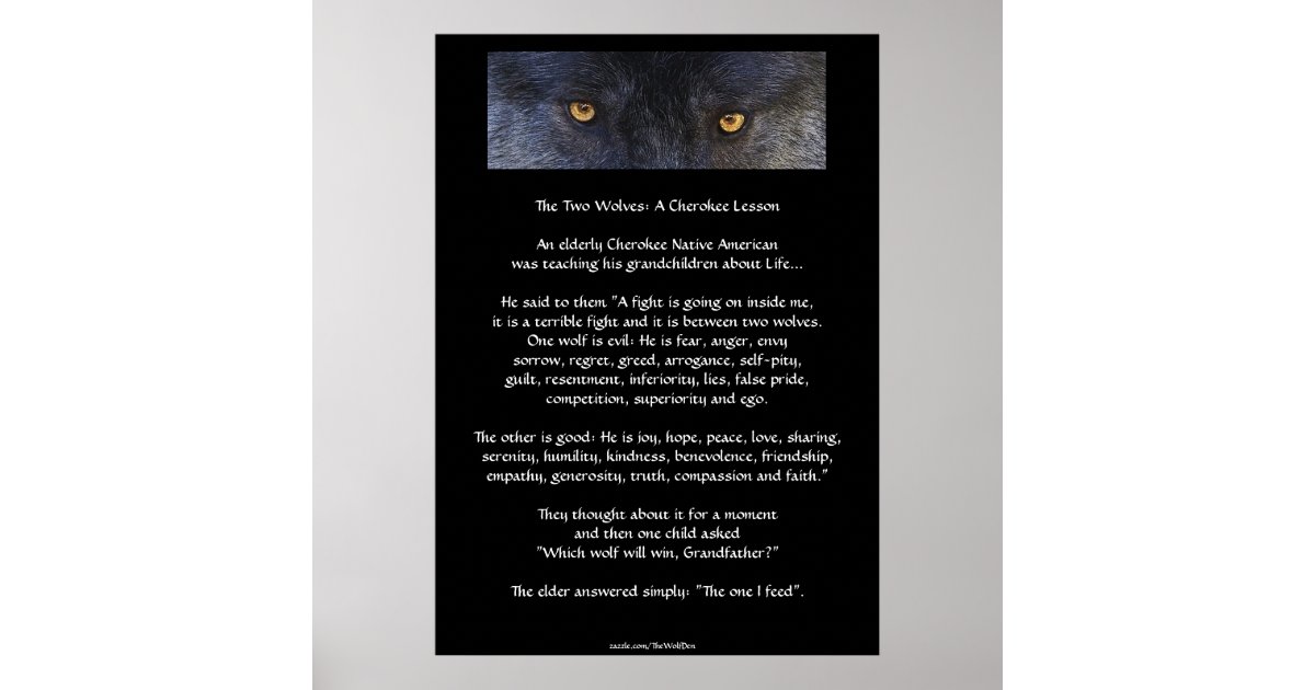 TWO WOLVES CHEROKEE TALE Native American Poster | Zazzle
