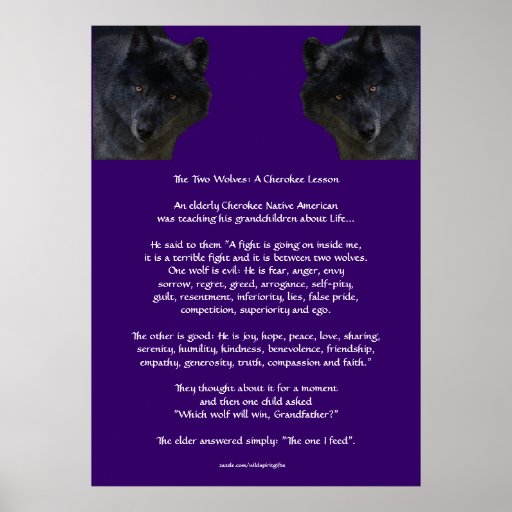 TWO WOLVES CHEROKEE TALE Native American Poster | Zazzle