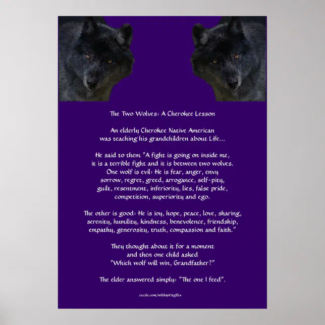 TWO WOLVES CHEROKEE TALE Native American Poster | Zazzle