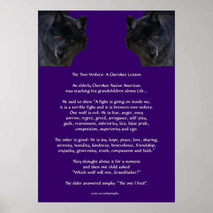TWO WOLVES CHEROKEE TALE Native American Poster | Zazzle.com