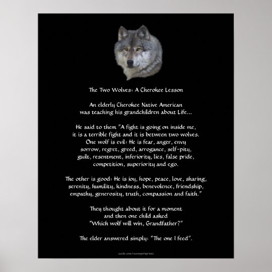 TWO WOLVES CHEROKEE TALE Poster | Zazzle.com