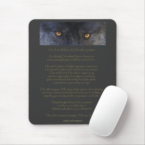 Two Wolves Cherokee Wisdom Tale Mousepad | Zazzle
