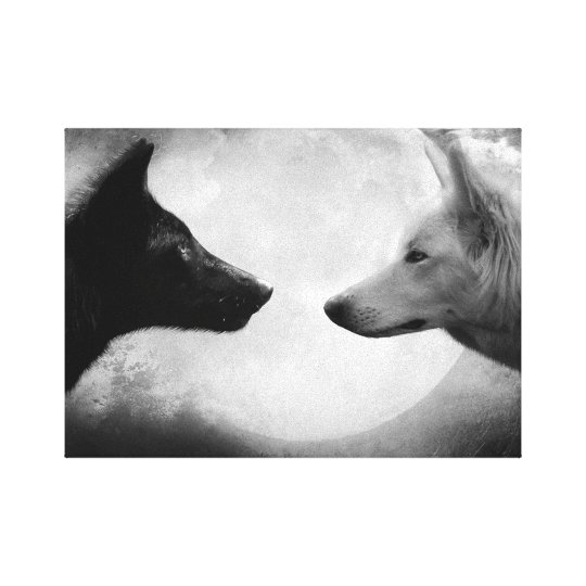 Two wolves facing each other canvas print | Zazzle.com