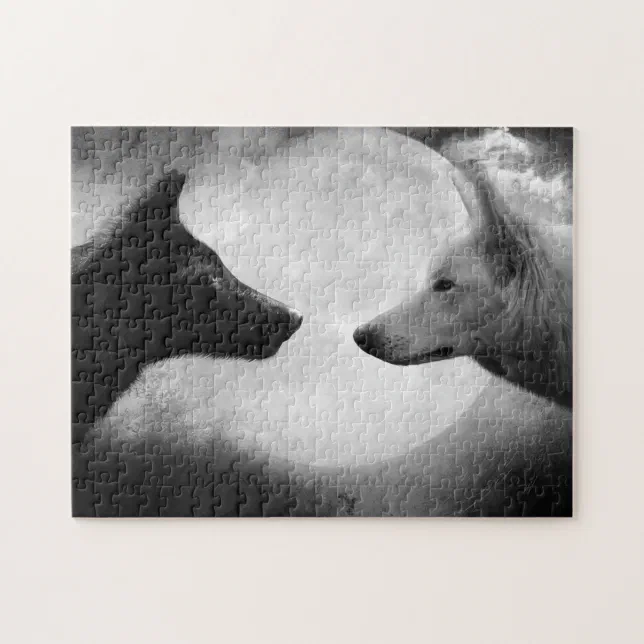 Two wolves facing each other jigsaw puzzle | Zazzle