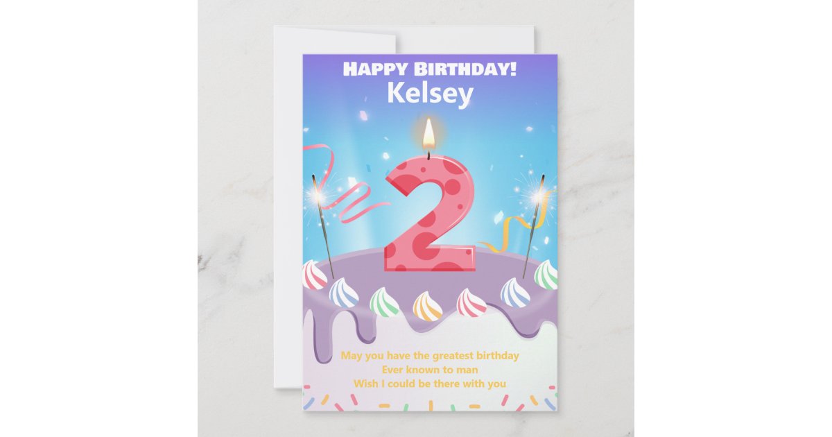 Two year old Happy Birthday card personalized | Zazzle