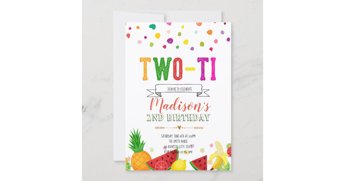 TwoTi Fruiti Second Birthday invitation | Zazzle