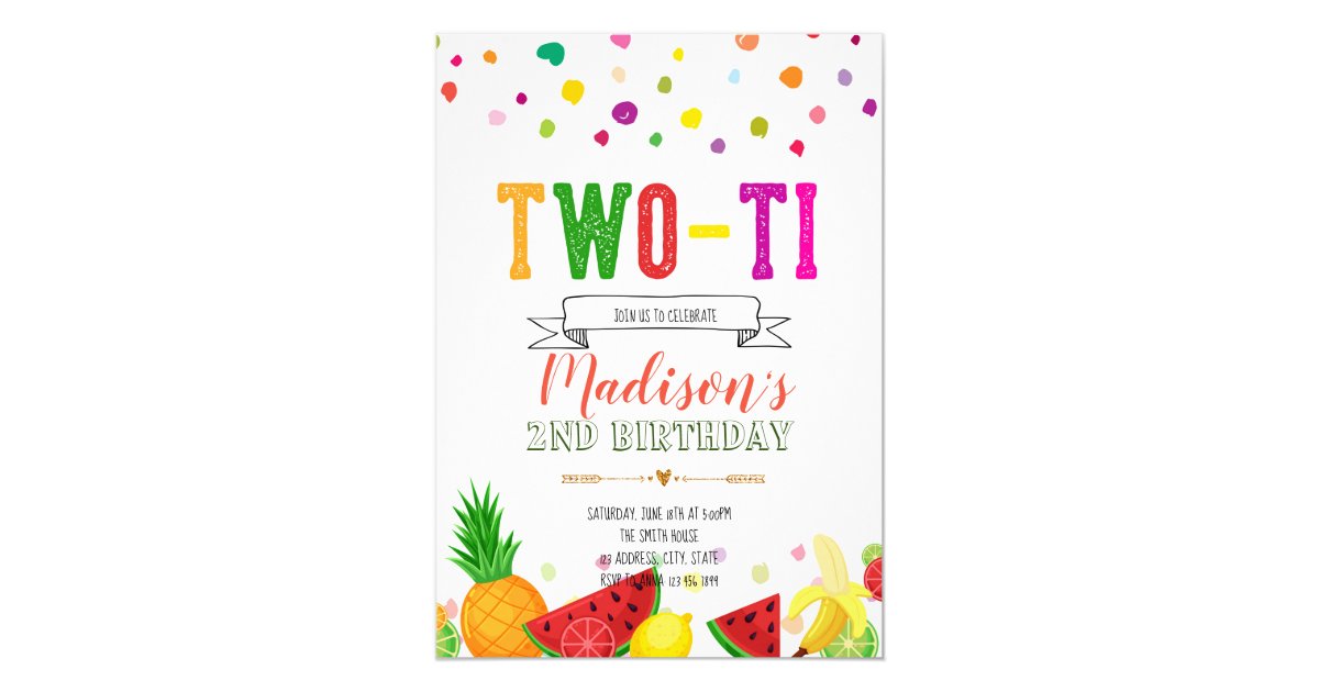 TwoTi Fruiti Second Birthday invitation | Zazzle.com