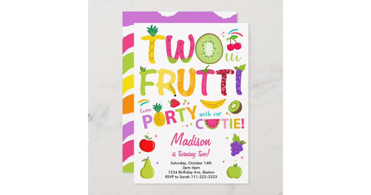 Twotti Frutti Party Cutie Birthday Invitation Zazzle