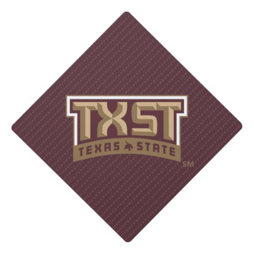 TXST Wordmark Carbon Fiber Pattern Graduation Cap Topper | Zazzle