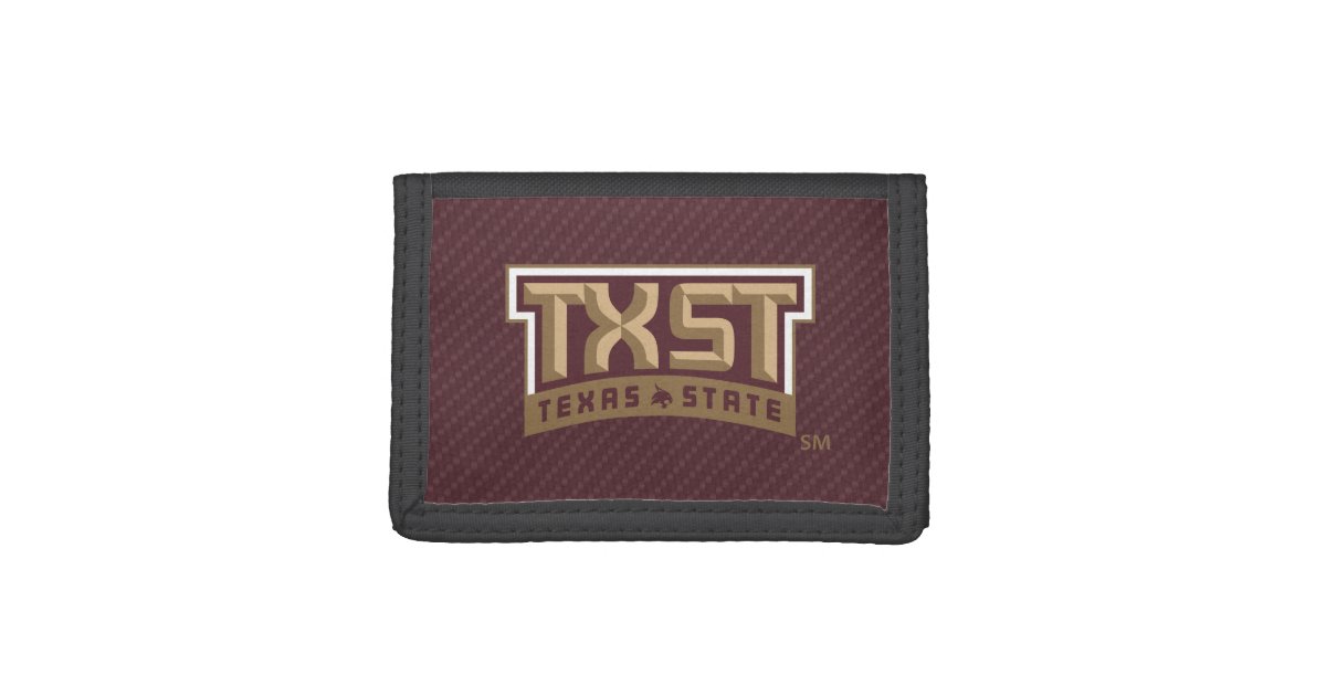 TXST Wordmark Carbon Fiber Pattern Trifold Wallet | Zazzle