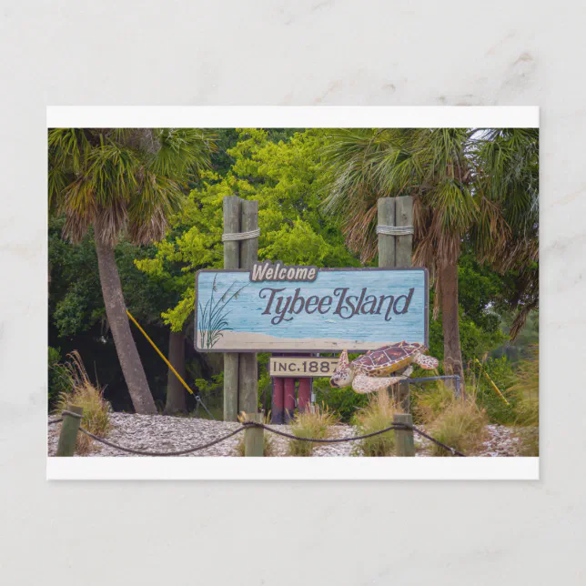tybee island beach postcard | Zazzle