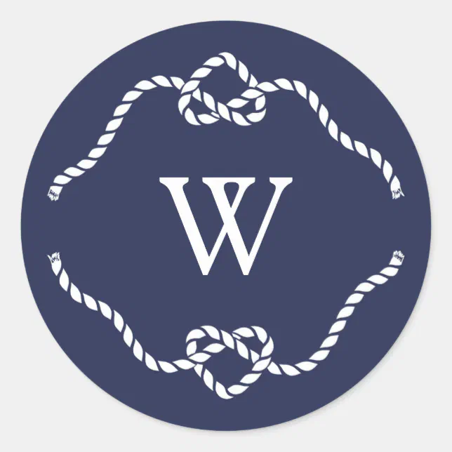 Tying the Knot Calligraphy Monogram Classic Round Sticker | Zazzle