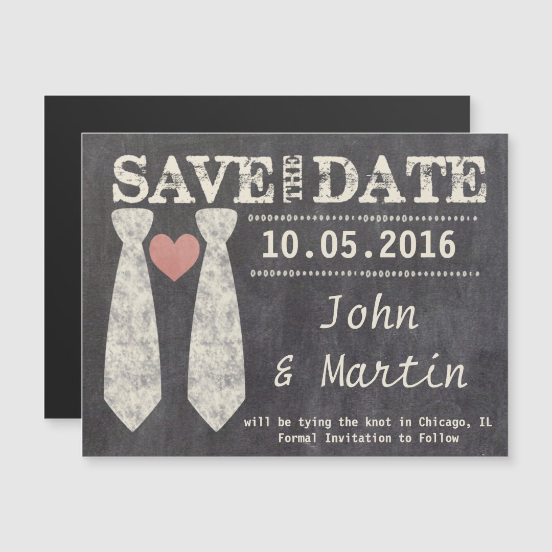 Tying the Knot Chalkboard Gay Save the Date Magnetic Invitation | Zazzle