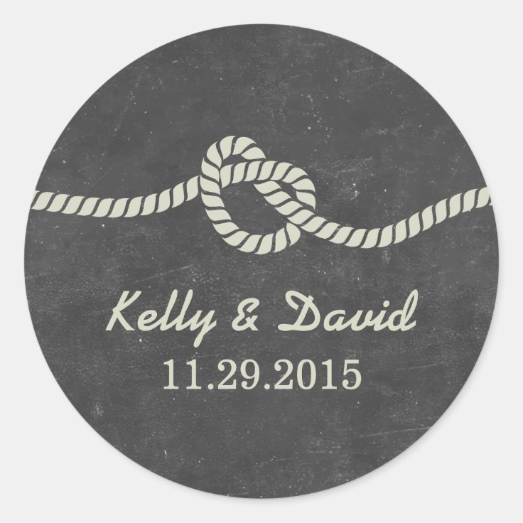 Tying the Knot Chalkboard Wedding Favor Stickers | Zazzle