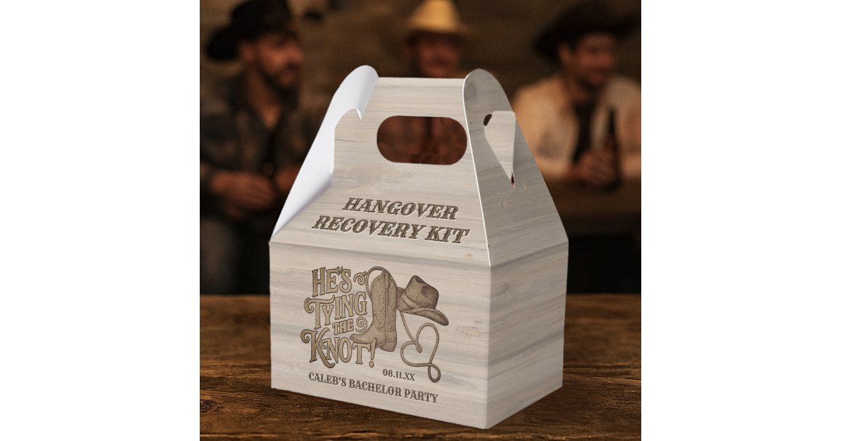 Tying the Knot Hangover Recover Kit Bachelor Party Favor Boxes | Zazzle