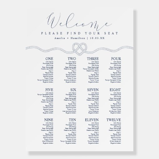 Tying the Knot Nautical Wedding Seating Chart Foam Board | Zazzle
