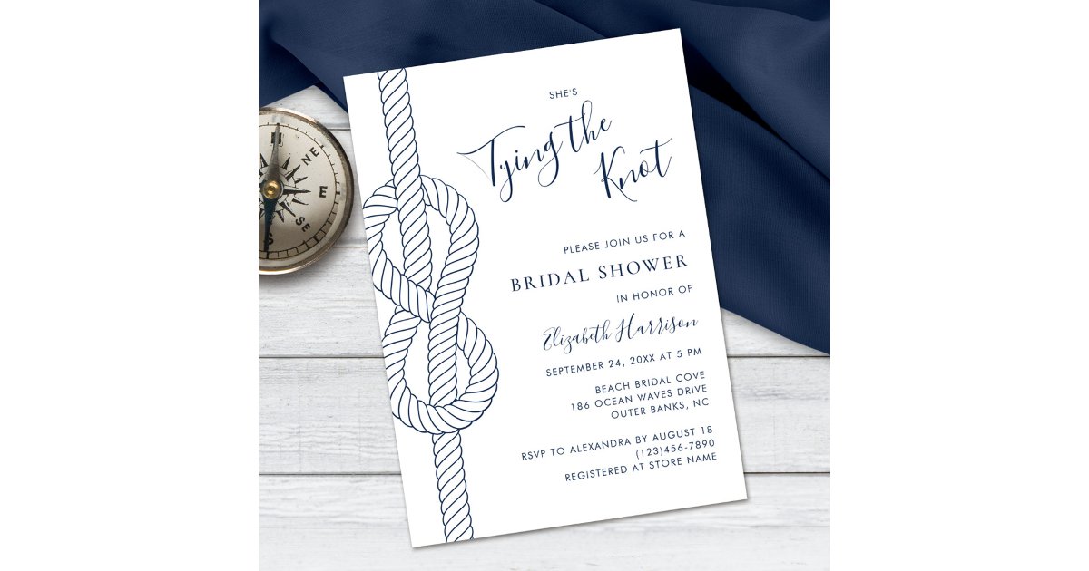 Tying The Knot Rope Nautical Bridal Shower Invitation | Zazzle